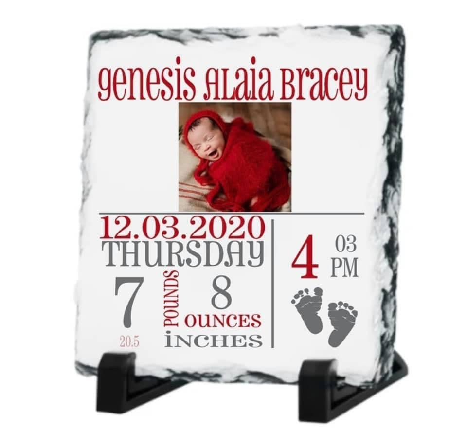Baby Birth Announcement Photo Slate – Regina Custom Designs